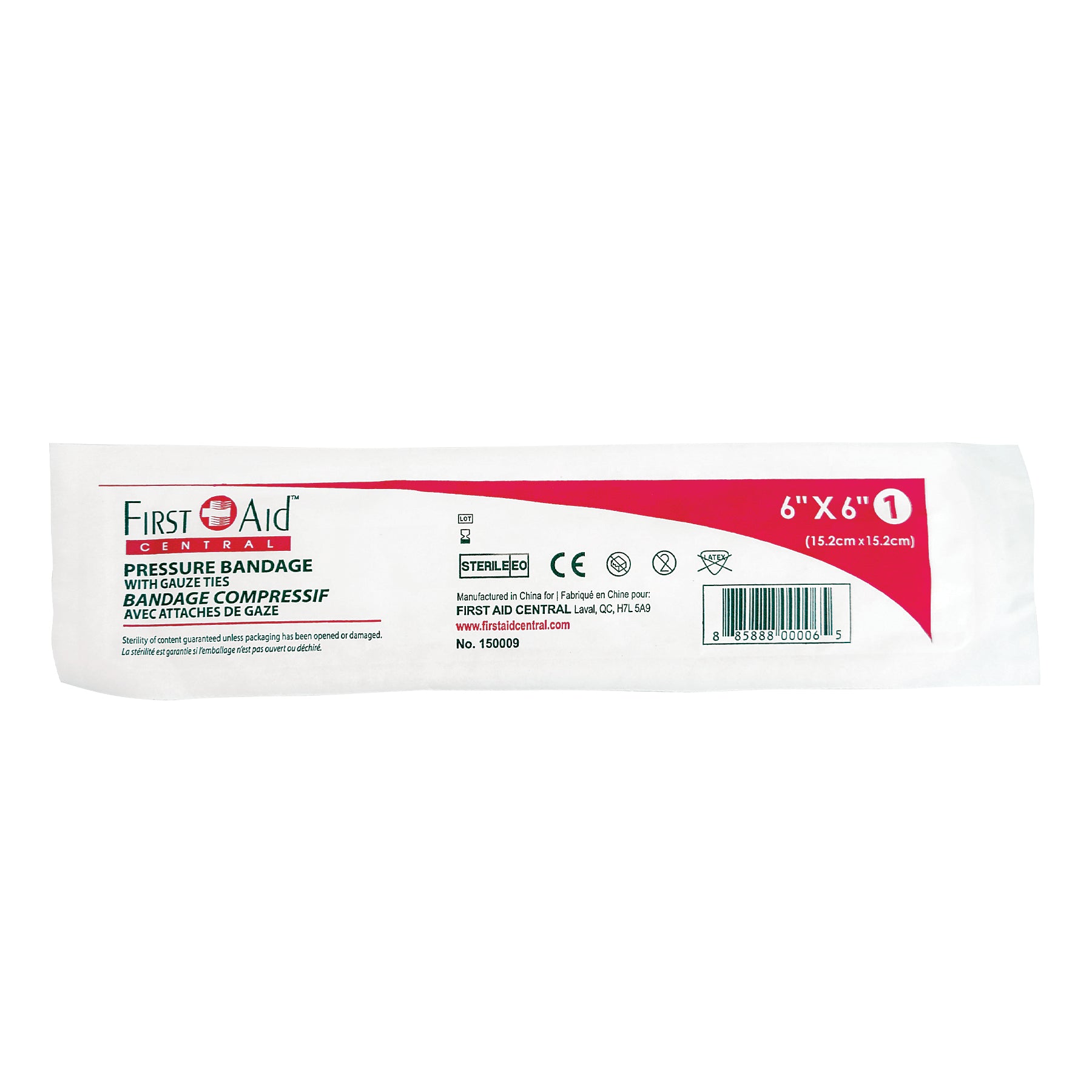 Compress Pressure Bandage with Ties (6" x 6") – First Aid Central