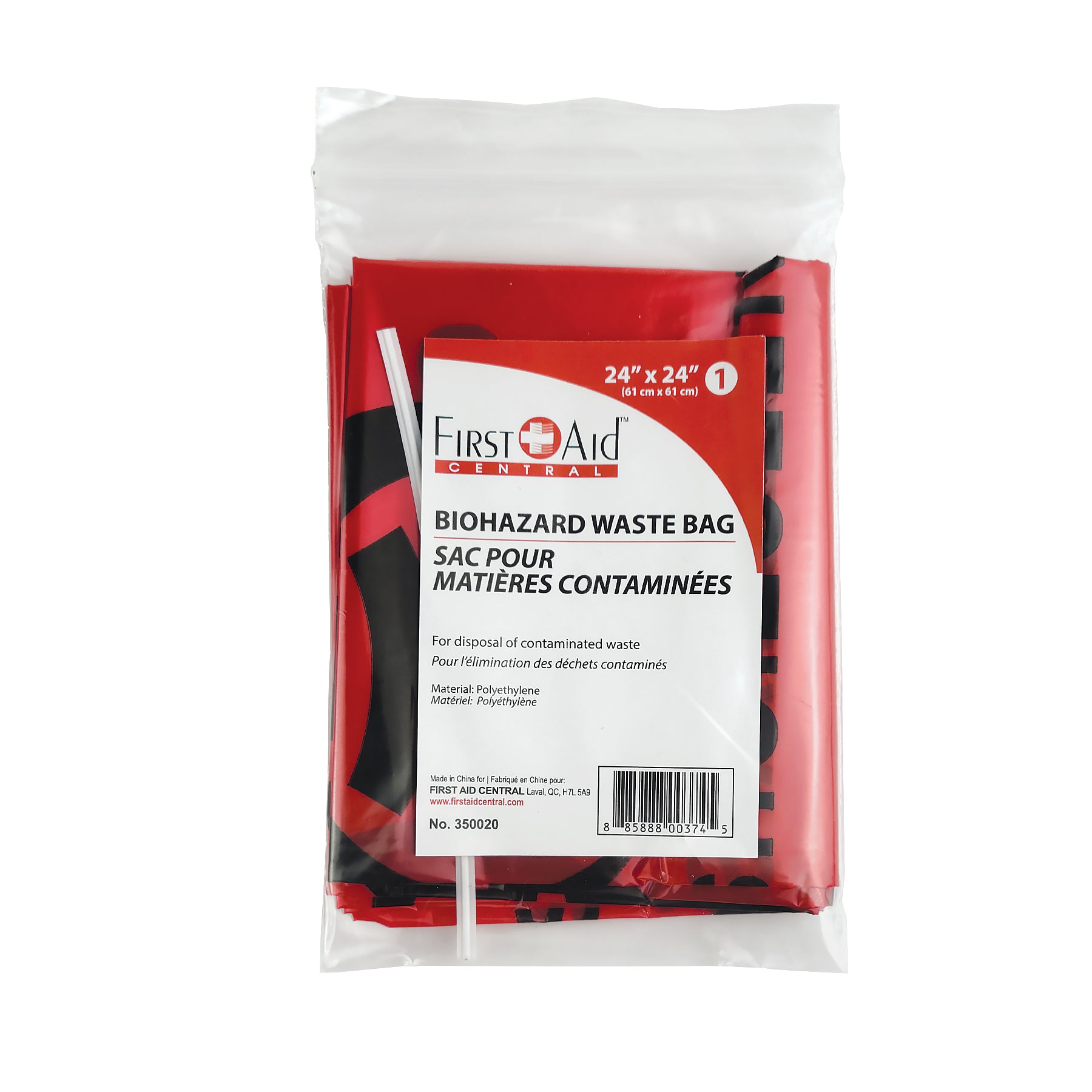 Biohazard Waste Bag 24" x 24" (10 Gallons) – First Aid Central