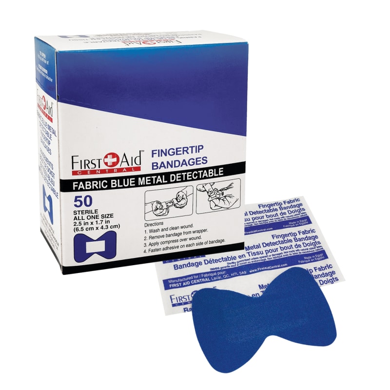 Blue Metal Detectable Fabric Bandages Fingertip (box of 50) – First Aid ...