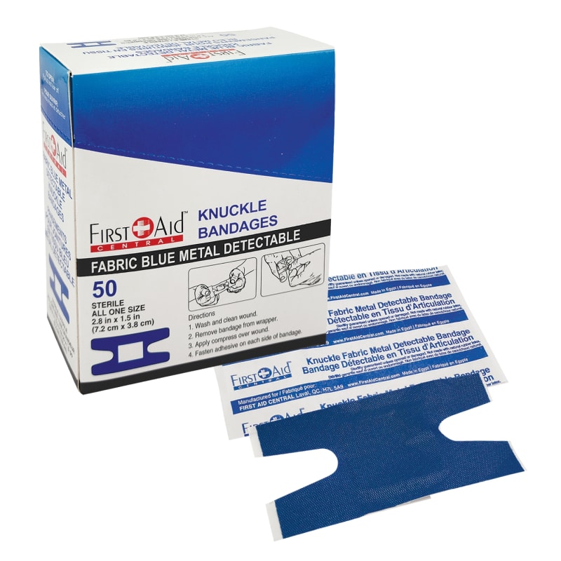 Blue Metal Detectable Fabric Bandages Knuckle (50) – First Aid Central