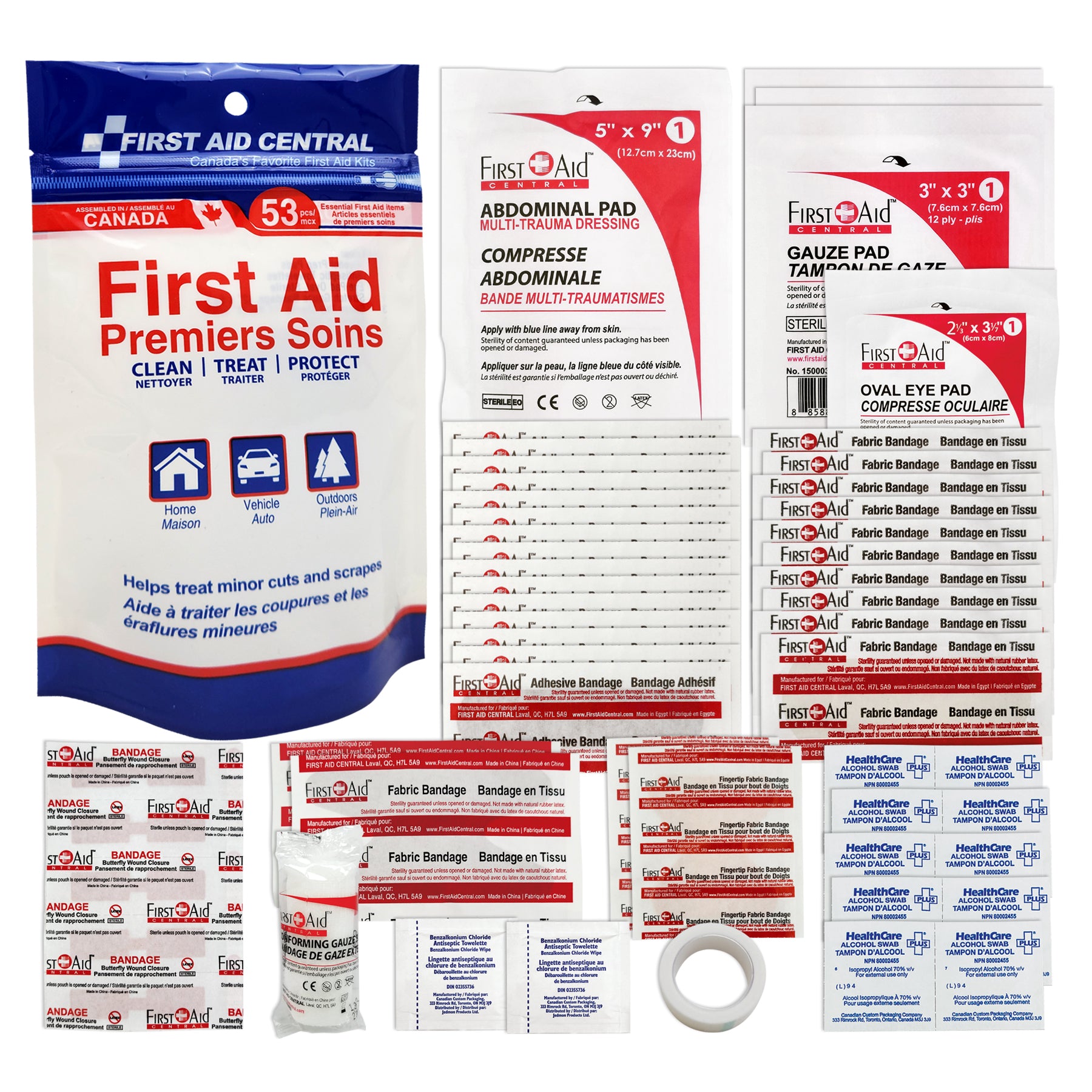 Grab & Go 53‐piece First Aid Kit – First Aid Central